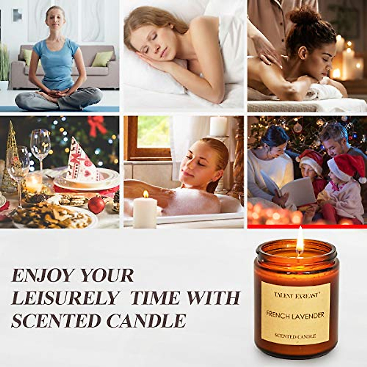 JINZAIYUAN GRACEHOUR Candles for Home Scented，7oz Large Scented Candles for Women & Man, French Lavender Scented Candles,Natural Soy Wax Jar Candle Gifts for Home Decor Birthday，35H Long Lasting