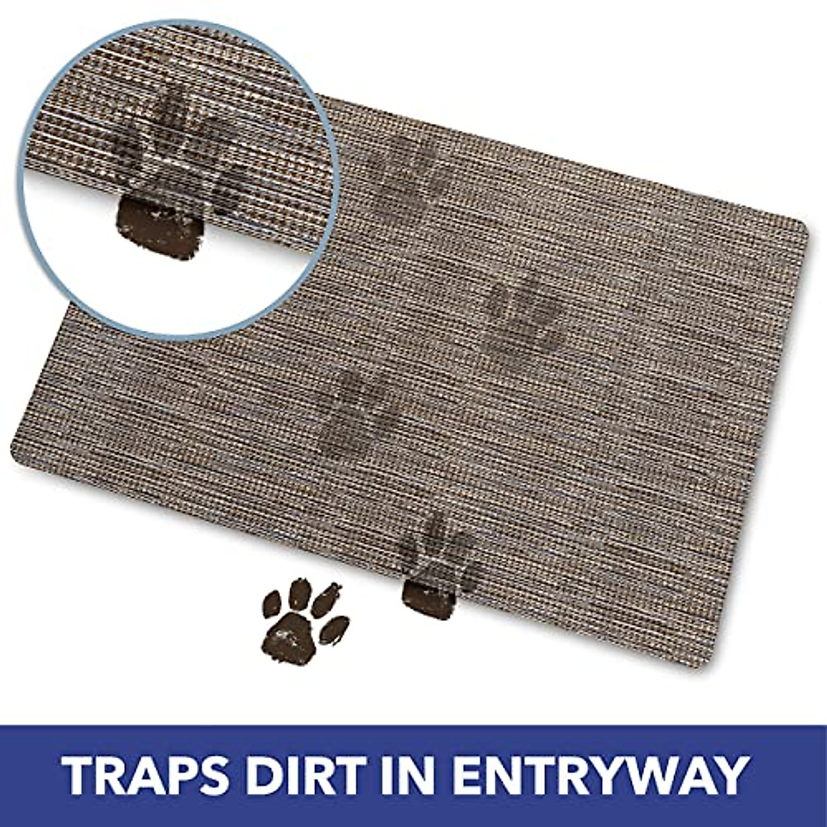 SoHome Ultra Thin Indoor Door Mat Kitchen Mat, Low Profile Stain Resistant Nonslip Design, Machine Washable, 24" x 35", Gray Gold