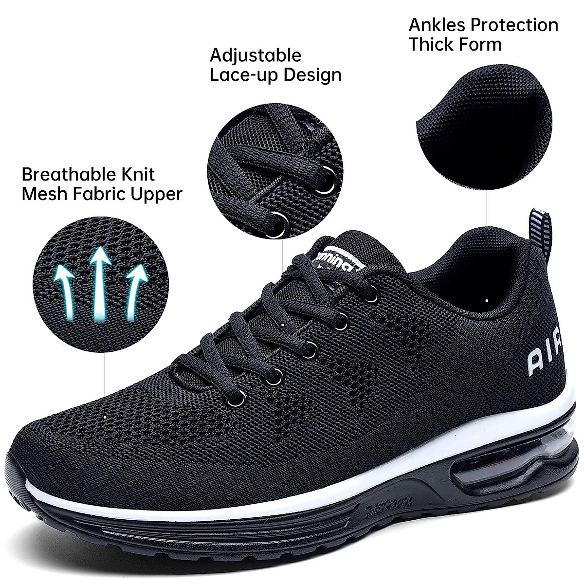 MEHOTO Mens Air Running Sneakers, Men Sport Fitness Gym Jogging Walking Lightweight Shoes, Color BlackWhite, Size 11