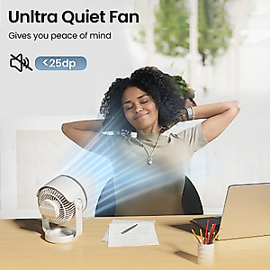 Desk Fan, 10 inch Air Circulator Quiet Operating Fan For Bedroom, 70ft Strong Airflow, Portable Fan Battery Operated Fan with USB, Personal Fan Rechargeable Fan For Office & Living Room & Outdoor