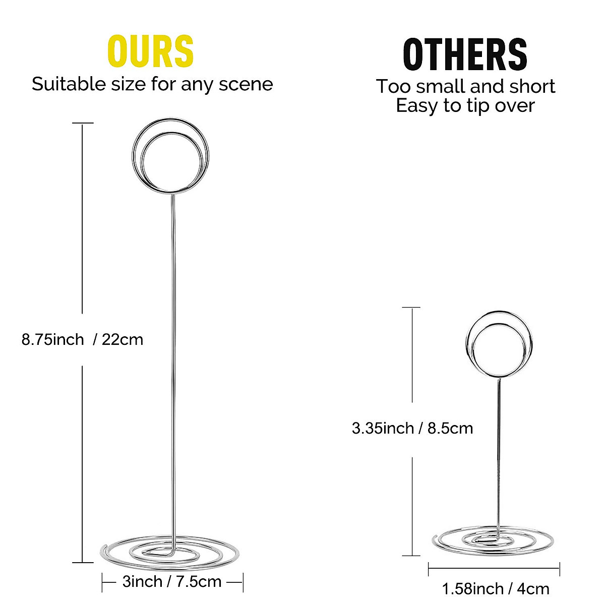 MANGZ 15 Pack 8.75 Inch Tall Table Number Holder, Place Card Holder, Table Picture Holder, Wire Photo Holder Clip,Menu Note Stand for Weddings, Banquets