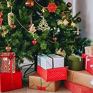 Ja'cor Encanto Christmas Wrapping Paper 2 Rolls 40 Sq Ft Total, Red Gift Wrap for Birthday Holiday Thanksgiving Presents Party Supplies All Occasion Bundle with 1-Mini Wrapping Paper Cutter