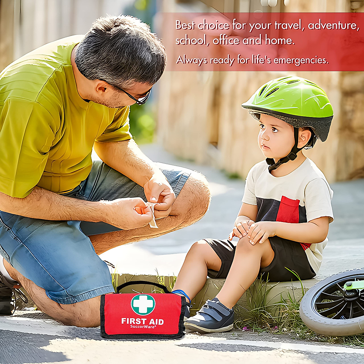 SuccorWare Small First Aid Kit - 100 Piece - Mini First Aid Kit for Home, Camping, Hiking, Backpacking, Travel, Vehicle, Outdoors - Emergency & Medical Supplies