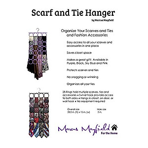 Marcus Mayfield Scarf Hanger & Closet Organizer, The No Snags Best Space Saving Scarf & Tie Hanger & Holder for Scarves, Pashminas & Infinity Scarves | Stores Over 2 Dozen Accessories (1-Purple)