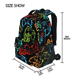 Fisyme Colorful Video Game Backpack Laptop Bag Daypack Travel Hiking School Backpacks for Men Women Kids Girls Boys