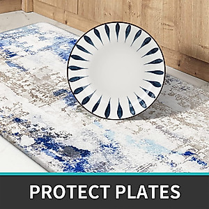 AQQA Rugs for Kitchen Floor, Area Rug Blue and Grey Abstract Art Painting Kitchen Rug Sets,Non Slip Rugs and Mats Anti Fatigue Comfort Standing Rug for Bathroom, Laundry, Bedroom,17"x 27"+17"x 47"