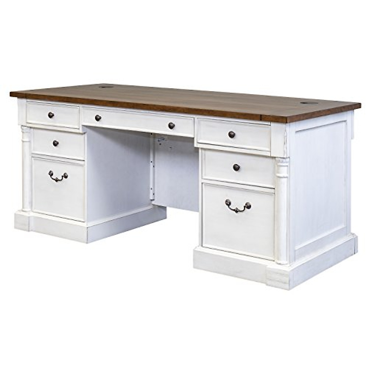Martin Furniture Durham Double Pedestal Executive Desk, White