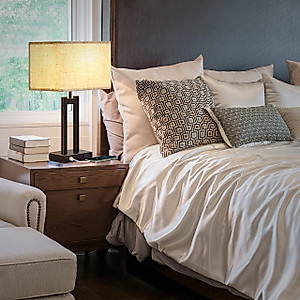 SURAIELEC Table Lamps Set of 2, Touch Control Nightstand Lamp with 2 USB Charging Port & AC Outlet, 3-Way Dimmable Table Lamp for Bedroom, Living Room, Beige Linen Lampshade, LED Bulb Included