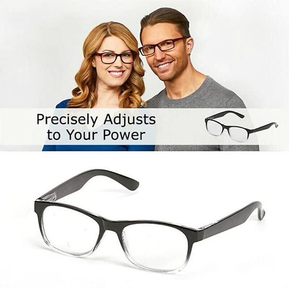 Reading Glasses for Women Men One Power Multi Flex Focus Dial Vision Auto Adjust Glasses From .5X to 2.5X For Small Print (Round)