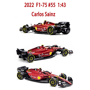 HTLNUZD Bburago 1:43 Latest 2022 F1-75#55 Carlos Sainz 1/43 Alloy Racing F1-75#55 Luxury Formula One Static Die Cast Vehicles Collectible Car Model Collection Gifts (Hardcover F1-75#55)