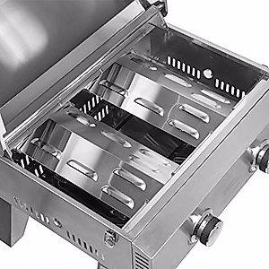 ZOKOP Portable Propane Gas Grill, 20000 BTU Tabletop Stainless Steel 2-Burner BBQ Grid with Foldable Legs for Picnic Camping Trip, Tailgating, Patio Garden Home Use, 22 x 18 x 15 Inch, Steel, Silver