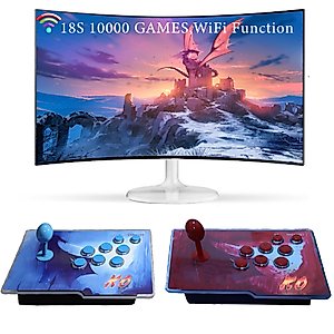 RegiisJoy Arcade Game Console 10000 Classic Games with WiFi Function, Pandora Box 18S Download/Save/Pause/Hide/Search Games, 1280x720,4 Players,3D Games