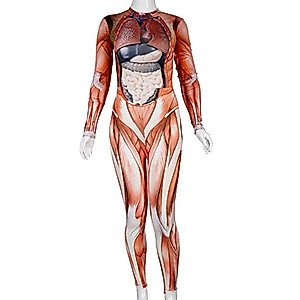 ALBIZIA Women's Muscle Printed Hallowmas Costume Jumpsuit Romper Style-3 L/XL