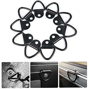 BUSY-CORNER Tie Down Anchors for Trailer, Warehouse, Boat, 10 PCS of Heavy Duty Steel V Ring Bolts, Pickups Truck Accessories(Black)