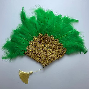 Msbfea Big Size Design African Orange Feather Fan Ladies Wedding Feather Fan for Bride Double Side Feather Nigerian Flower - 35cmx45cm Color 932