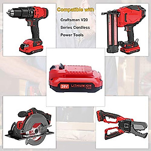 ELEFLY 2 Pack 20V 3.0Ah Lithium Battery Replacement for Craftsman 20V Battery CMCB201 CMCB202 CMCB204, Compatible with Craftsman V20 Series 20V Max Cordless Power Tools