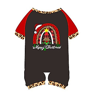 Dog Pajamas for Small Dogs Girl Boy Puppy Pjs Pet Onesies for Chihuahua Yorkie Teacup Cute Christmas Leopard Soft Stretch Cat Clothes Outfit Apparel Doggy Jumpsuit, Small,Leopard Christmas Tree