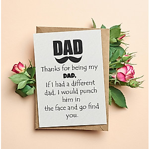 Thanks for being my DAD card - Fathers Day Card from Son, Daughter, Kids, Birthday Card - Size 5x7 inch Folded Card include Envelope, Sticker - Blank Inside - Funny, Unique & Romantic Card