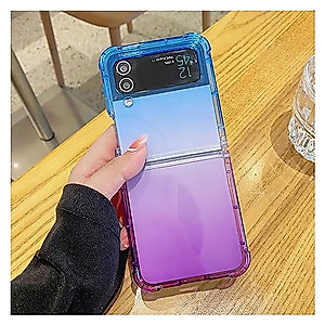 Gradient Phone Case for Samsung Galaxy Z Flip 4 5 ZFlip 3 Flip 5 3 4 Hard Transparent PC Cover (Color : BluePurple, Size : for Samsung Z Flip 5)