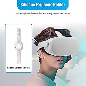 AMVR Noise Isolating Earbuds Earphones Custom Made for Meta Quest 2 VR Headset, with 3D 360 Degree Sound in-Ear Headphones and Earphone Silicone Holders (White)