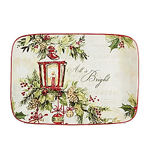 Certified International Silent Night Rectangular Platter, 14" X 10", Multicolor