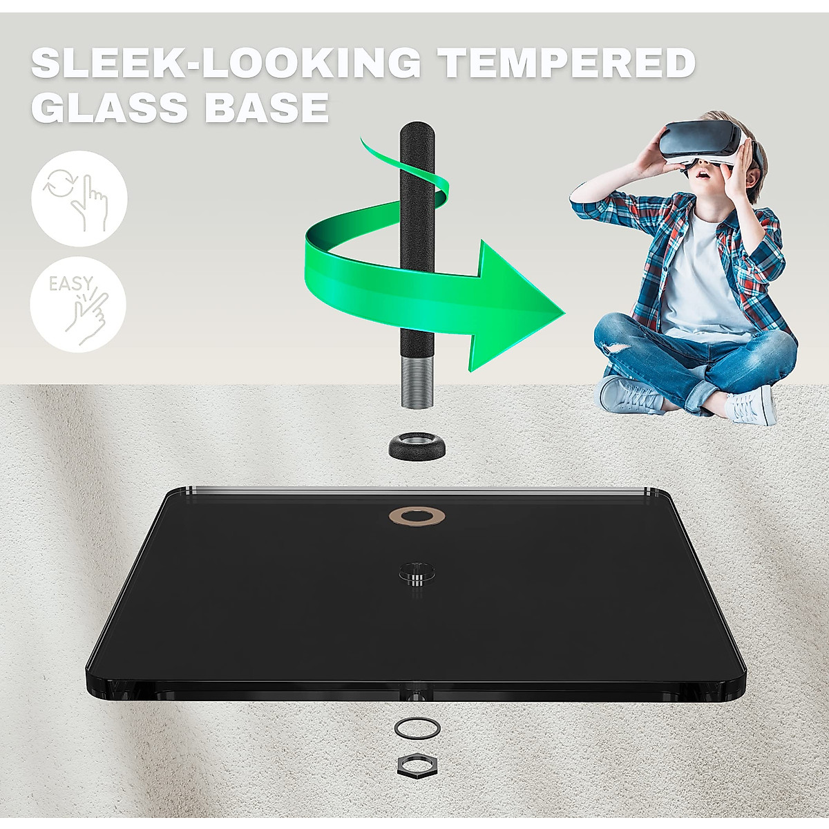 Skywin VR Stand Compatible with HTC Vive & Index Base Station - Tempered Glass HTC Vive Stand for Vive and Rift Constellation Sensors