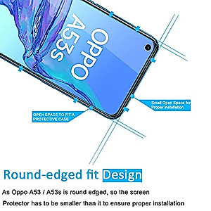 NEW'C Pack of 3, Glass Screen Protector for Oppo A53 / A53s, Tempered Glass Anti-Scratch, Anti-Fingerprints, Bubble-Free, 9H Hardness, 0.33mm Ultra Transparent, Ultra Resistant