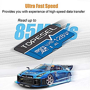 TOPESEL 128GB Micro SD Card SDXC Memory Cards UHS-I TF Card Class 10 for Camera/Phone/Galaxy/Drone/Dash Cam/GOPRO/Tablet/PC/Computer(1 Pack U1 128GB)