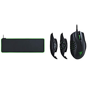 Razer Goliathus Extended Chroma Gaming Mousepad, Classic Black & Naga Trinity Gaming Mouse: 16,000 DPI Optical Sensor - Chroma RGB Lighting - Interchangeable Side Plate