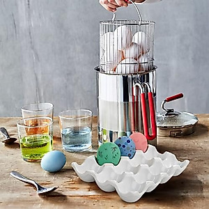 HIC Kitchen Egg Crate, Fine White Porcelain, Holds 1 Dozen Eggs
