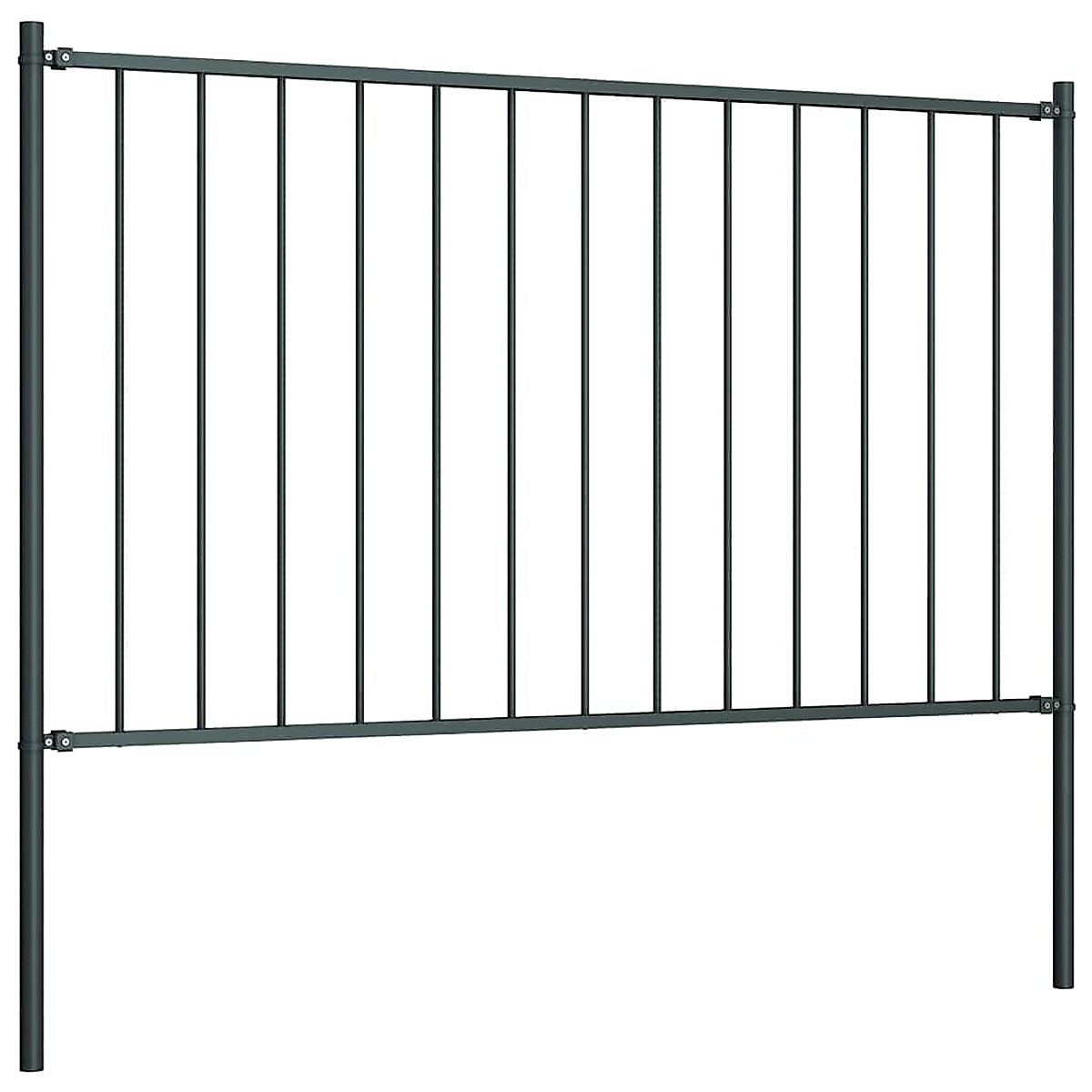 Fence Panel with Posts Powder-Coated Steel,Garden Fence,Steel Fence Panel,Outdoor Residential Fencing for Yard and Garden, Multi-Purpose Metal Animal Fence 5.6'x3.3' Anthracite