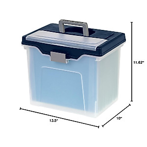 Office Depot Large Mobile File Box, Letter Size, 11 5/8in.H x 13 3/6in.W x 10in.D, Clear/Blue, 110988