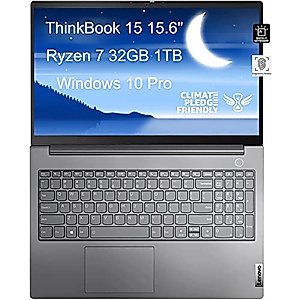 Lenovo ThinkBook 15 Gen 3 ACL 15.6" FHD (AMD 8-Core Ryzen 7 5700U (Beat i7-1165G7), 32GB RAM, 1TB SSD) Business Laptop, Backlit Keyboard, Fingerprint, Webcam, Windows 10 Pro / Windows 11 Pro - 2023