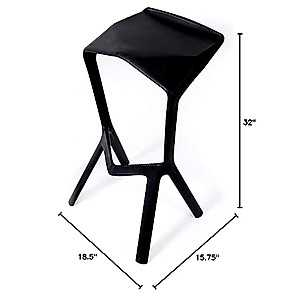 VKF Renzel USA Corp. Miura Bar Stool, Black Polypropylene Designer bar stools, Designed by Konstantin Grcic