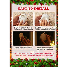 Brightown Christmas Window Lights Decorations, LED Christmas Hanging Lights Stole Green Monster Dwarf Deer Angel Star Shaped Battery Operated with Suction Cup Hook for Xmas Tree Window Indoor Decor