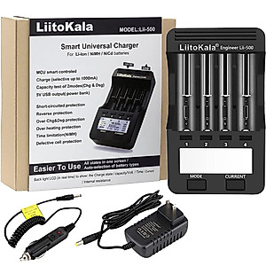 LiitoKala Lii-500 18650 Battery Charger Smart Universal Charger LCD Display for 26650 AA AAA Battery Touch Button LCD Display Test The Battery Capacit