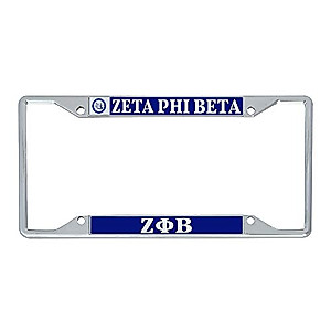 Zeta Phi Beta Sorority Crest Seal Metal License Plate Frame for Front or Back of Car Officially Licensed (Crest LP Frame)