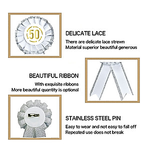 White and Gold 50th Birthday Party Accessories Tin Badge, Happy 50th Birthday Badge, Men's and Women's Birthday Party Supplies