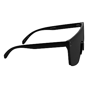 FLAWLESS EYEWEAR Rimless Oversized Sunglasses – Rad Retro Style – Sunglasses for Men and Women – Mirror Vision Glasses – Protective Sun Glasses – Unisex Design – Oversized & Flat Top Style (Black)