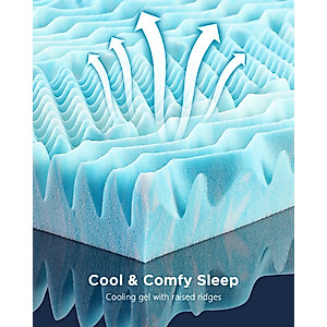 PERLECARE 3-Inch 7-Zone Queen Memory Foam Mattress Topper, Cooling Gel Mattress Topper with Airflow Channels, CertiPUR-US Certified Cooling Mattress Topper for Body Pressure Relief
