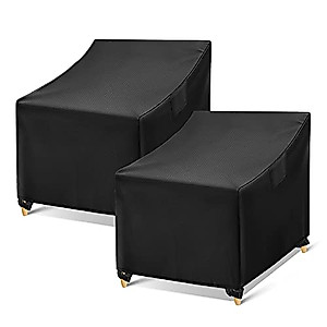 WLEAFJ Outdoor Chair Covers Waterproof, Black Lawn Patio Furniture Covers, Heavy Duty Patio Lounge Deep Seat Cover, 2 Pack - 29" W x 30" D x 36" H
