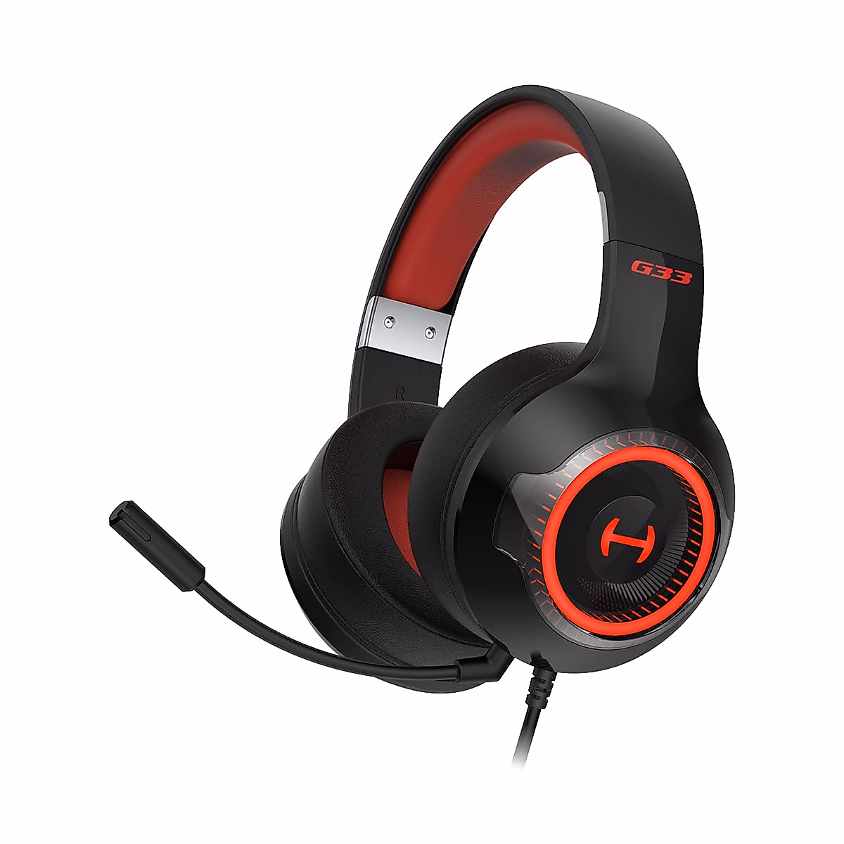 HECATE by Edifier G33 USB Gaming Headset, 7.1 Surround Sound, Over Ear Headphones with Detachable Noise Cancelling Microphone, 40mm Driver, RGB Light Effect, Works with PC, PS5, PS4, Mac, Laptop