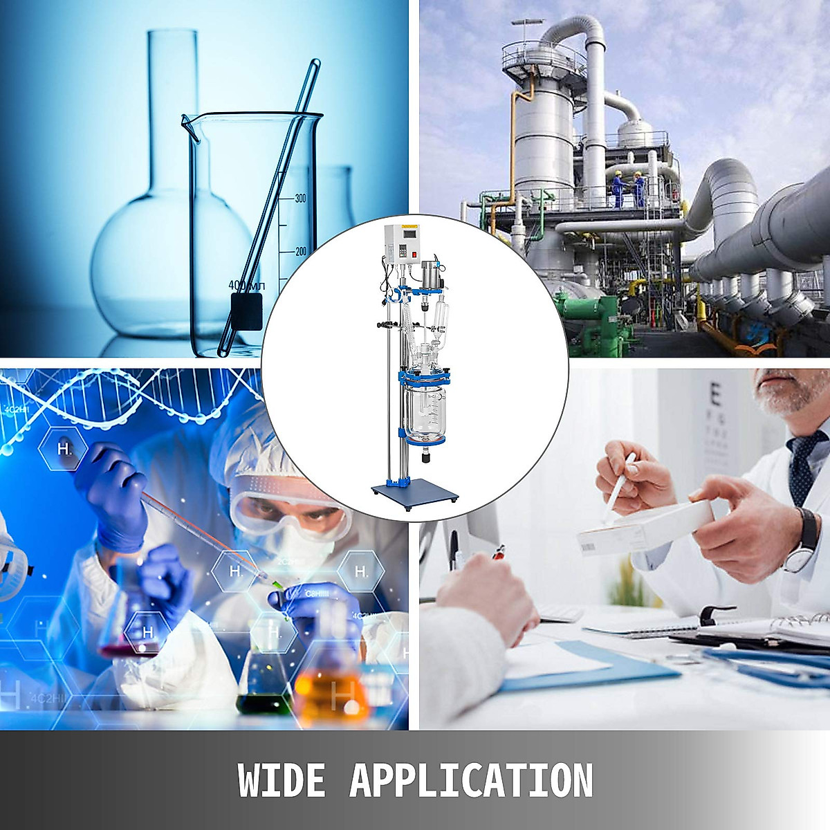 VEVOR Jacketed Reactor 5L Laboratory Glass Reactor, Jacketed Glass Reactor, Chemical Reaction Vessel, Lab Jacketed Reactor, Reaction Vessel Chemistry, with Digital Display, for Reaction Distillation