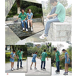 Roller Skates for Women,Shoes with Wheels for Girls/Boys,Men Outdoor Skates,Quad Skates for Kids,2 in 1 Double Line Skates/Kick Rollers Shoes for Adults,Parkour Deformed Shoes Unisex,Black2-7US