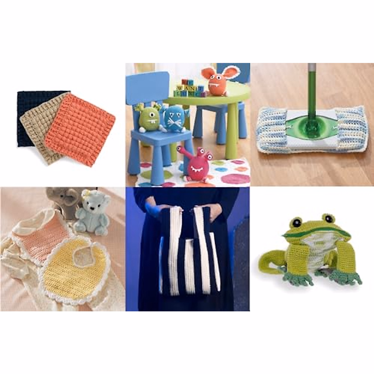 Lily Sugar'n Cream 100% Cotton Yarn 6-Pack Bundle with Bella's Crafts Stitch Markers (Blue Mix 2)