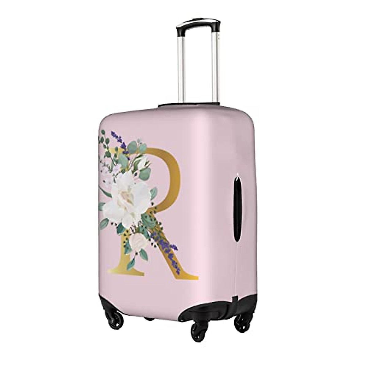 Flower Lette R Pink Luggage Cover Elastic Washable Stretch Suitcase Protector Anti-Scratch Travel Suitcase Cover for Kid and Adult M (22-24 inch suitcase)