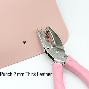 1 Pack 6.3 Inch Length 1/4 Inch Diameter of Heart Shape Hole Handheld Single Paper Hole Punch, Puncher with Pink Soft Thick Leather Cover(Heart 1/4 inch)