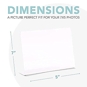 Photo Booth Frames - 7x5 Inch Clear Acrylic Display, Slanted Back 7x5 Horizontal Picture or Display Plastic Sign Holder with Inserts - 6 pack