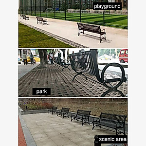 TVDPI Cast Iron Benches for Outside, Outdoor Patio Bench, Outdoor Benches Weatherproof, Black Steel Cast Iron Frame Chair, Garden Bench Clearance for Yard, Porch, Park