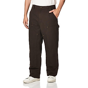 Carhartt Men's Loose Fit Washed Duck Double-Front Utility Work Pant, Dark Brown, 42W x 32L